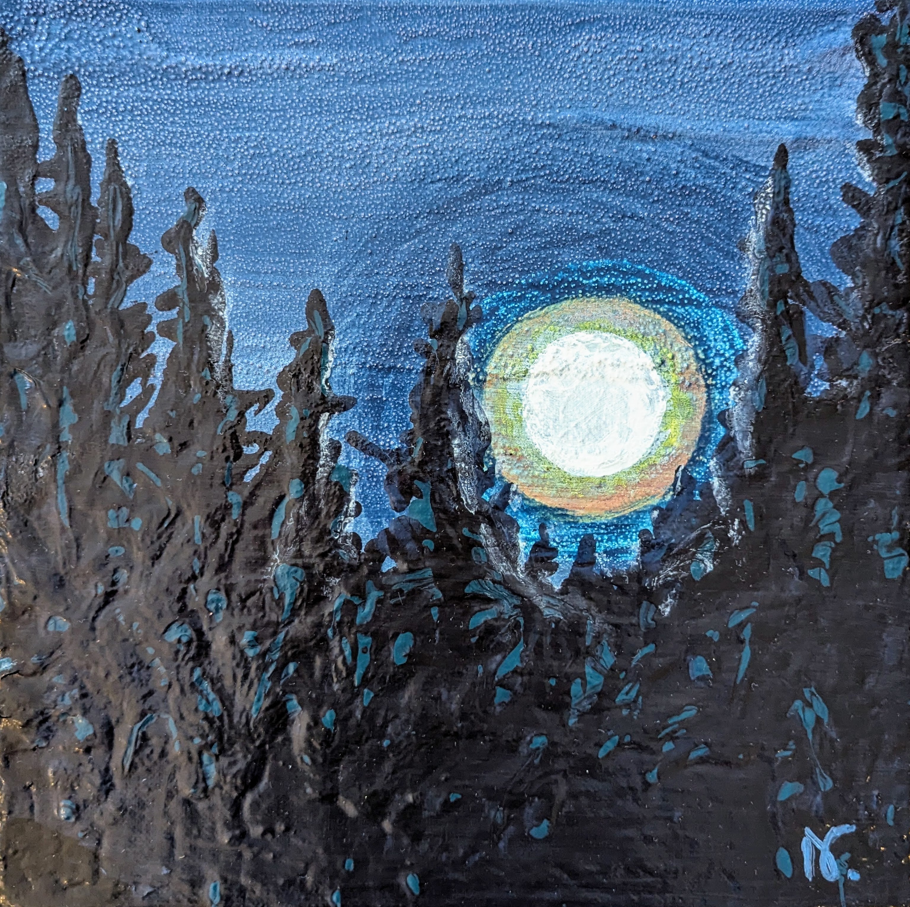 SOLD - Haloed Moon 10x10" – Art by Nicolette